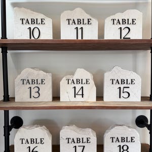 White Marble Stone Wedding Table Numbers, Marble Sign, Natural Stone ...