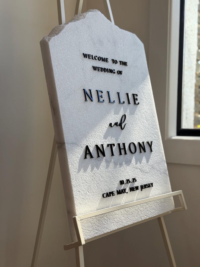 Wedding Welcome Sign Custom Marble Stone With 3D Raised Lettering ...