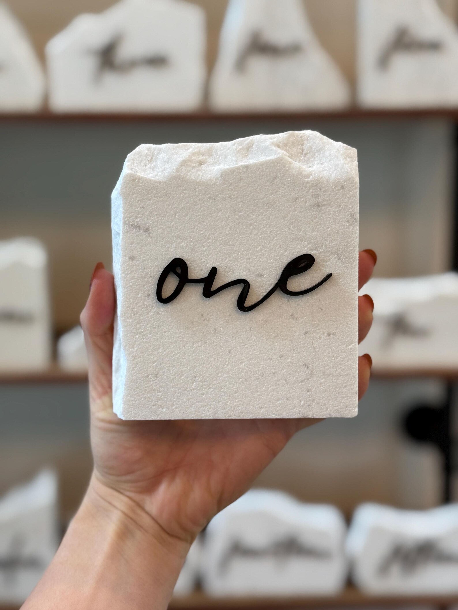 White Marble Stone Table Numbers With Black Cursive: Rustic Wedding ...