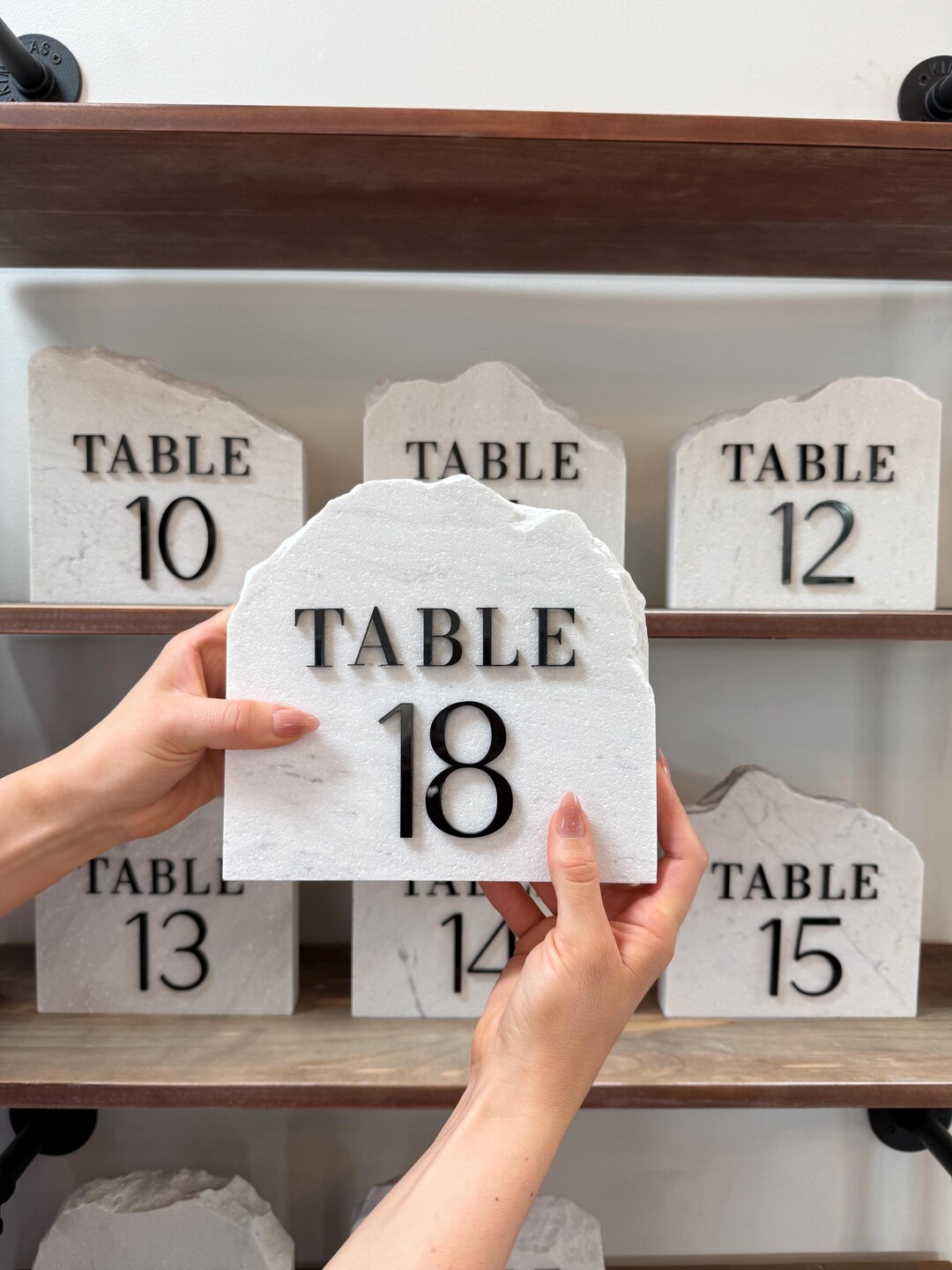 White Marble Stone Wedding Table Numbers, Marble Sign, Natural Stone ...