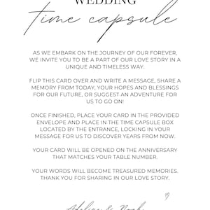 Wedding Time Capsule Sign Card Template, Message for Bride and Groom ...