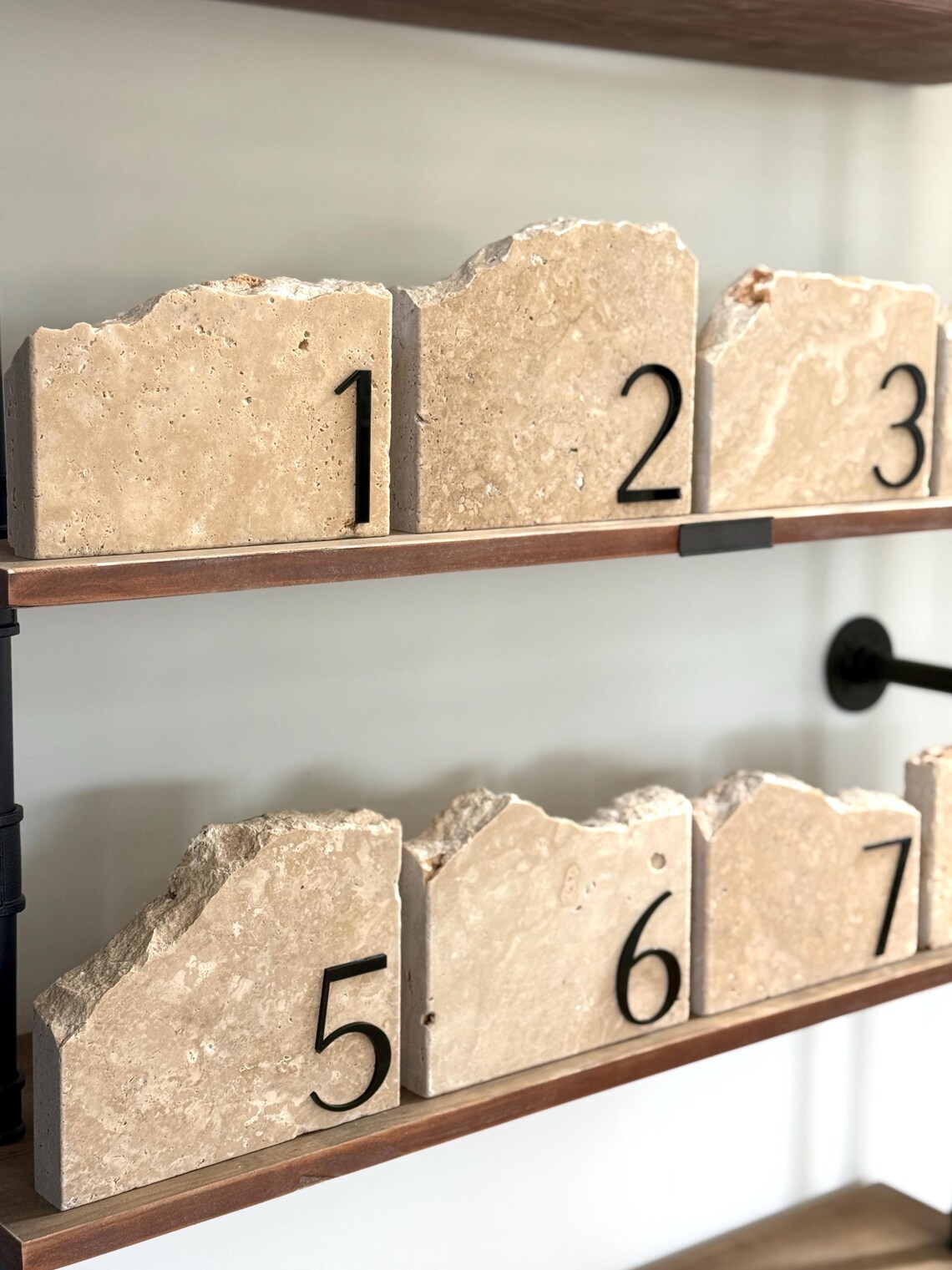 Beige Travertine Table Numbers: Modern Wedding Decor, Natural Stone ...