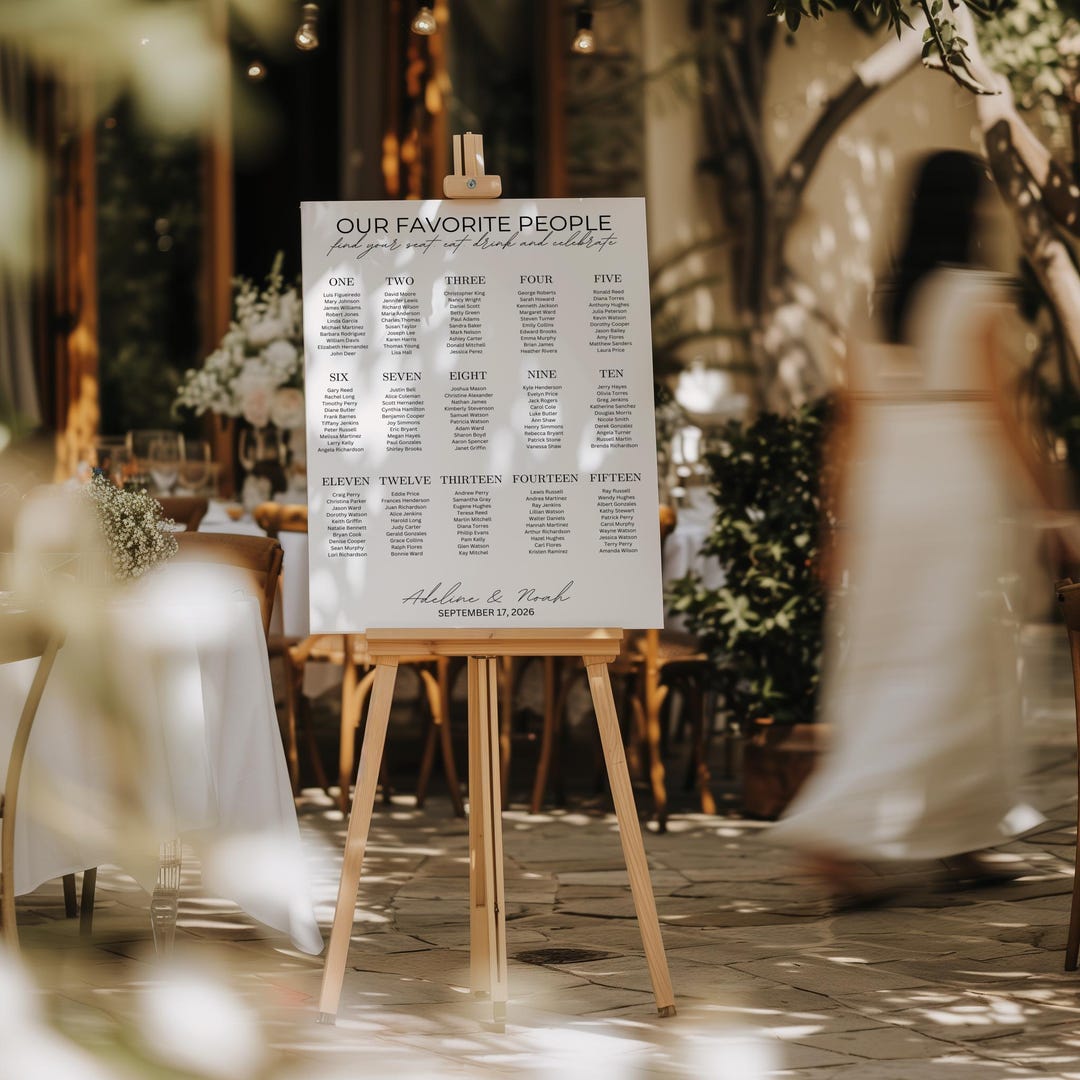Seating Chart Sign Template, Minimalist Modern Wedding Seating Chart ...