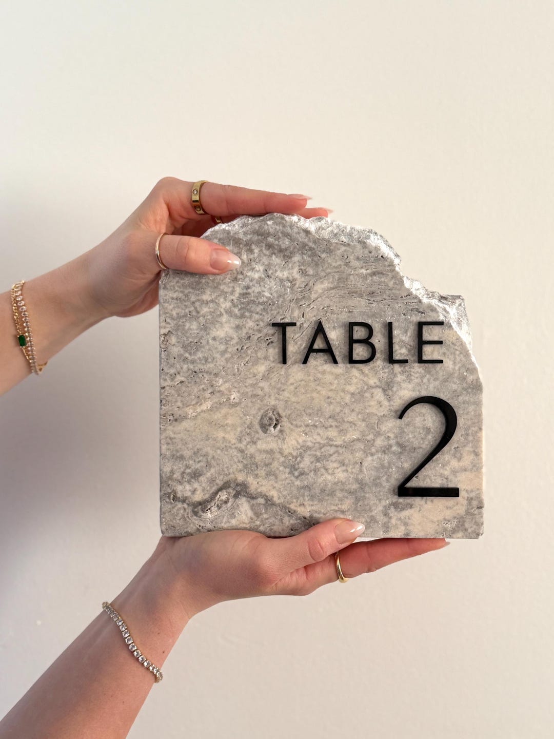 Silver Travertine Wedding Table Numbers: Chiseled Custom Stone ...