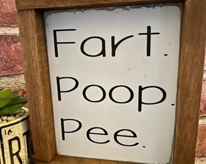 Fart Poop Pee Sign Funny Bathroom Sign Bathroom Decor Bathroom Wall ...