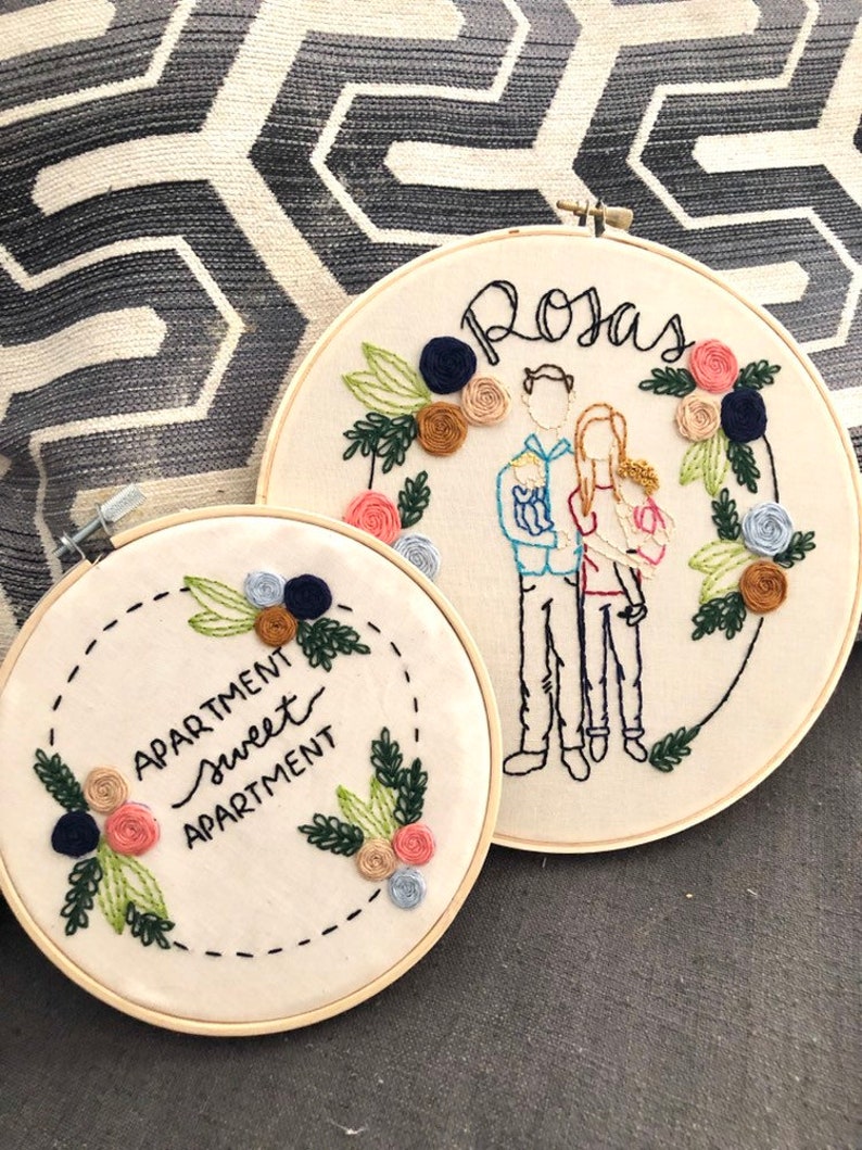 Custom embroidered family portrait faceless embroidery | Etsy