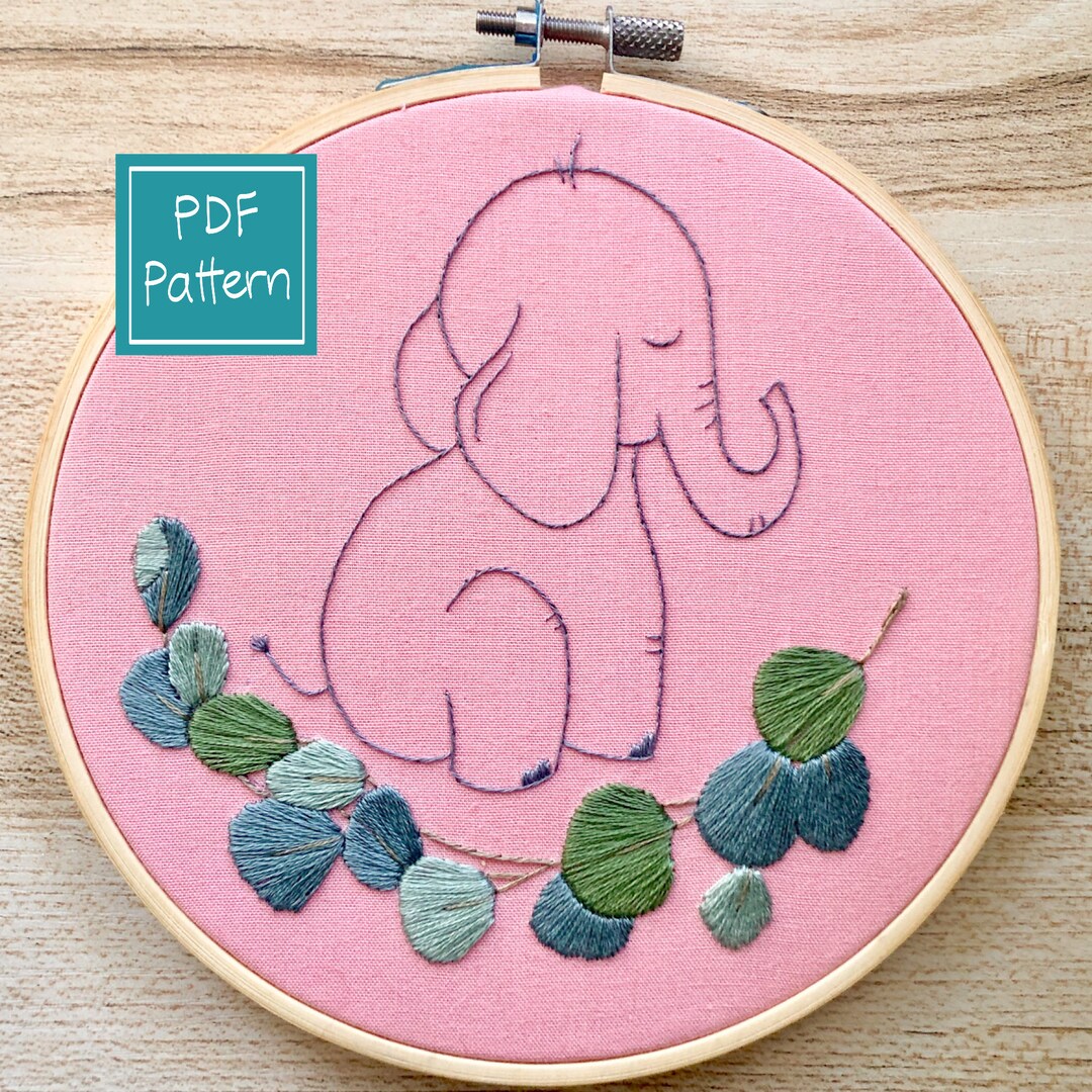 Baby Elephant Embroidery Pattern, Digital Download, Pdf Pattern ...