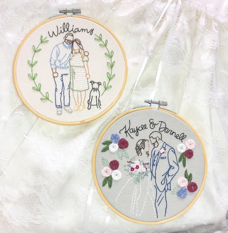 Custom embroidered family portrait faceless embroidery | Etsy