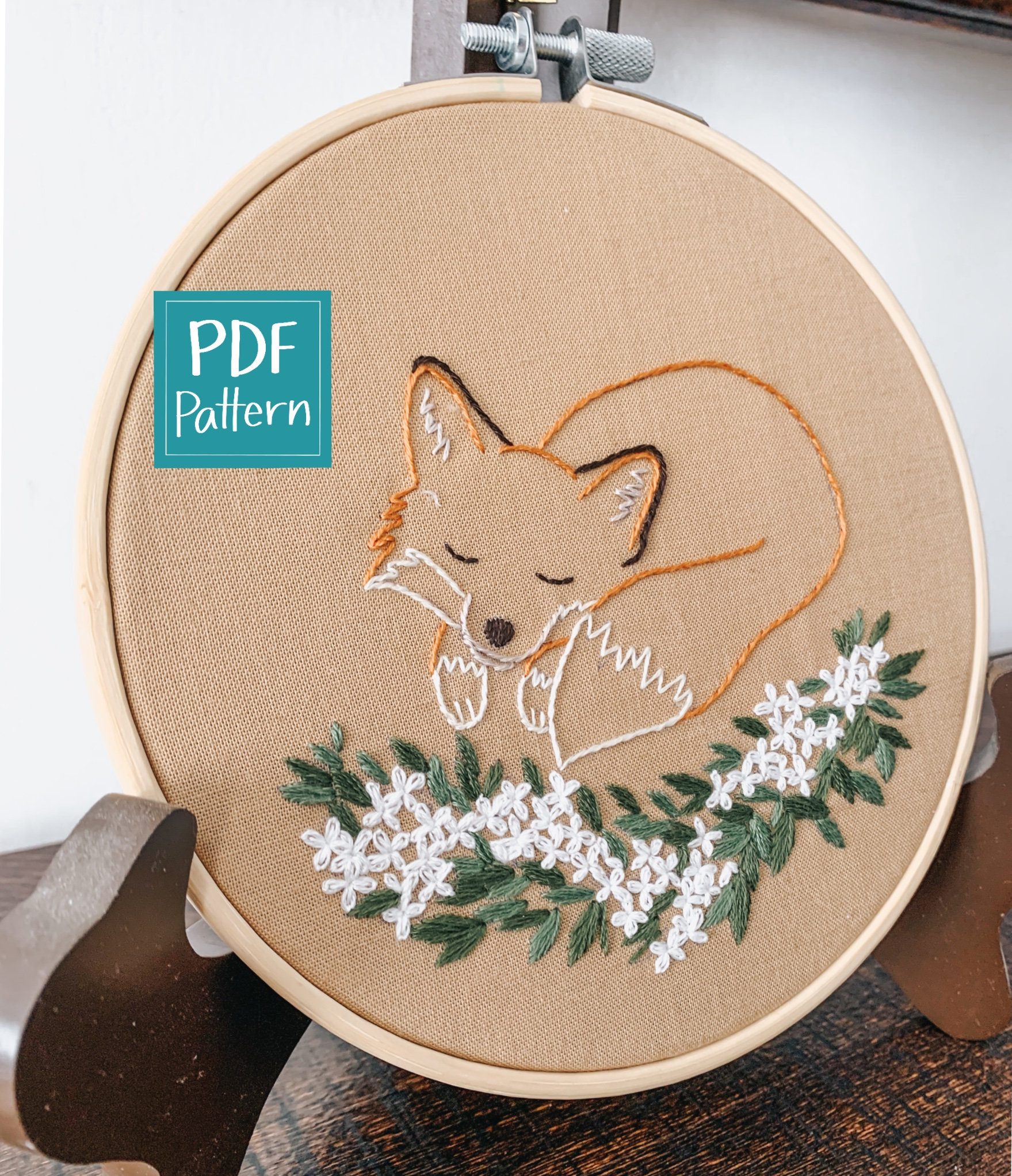 Baby Fox Embroidery Pattern PDF Digital Download Beginner - Etsy