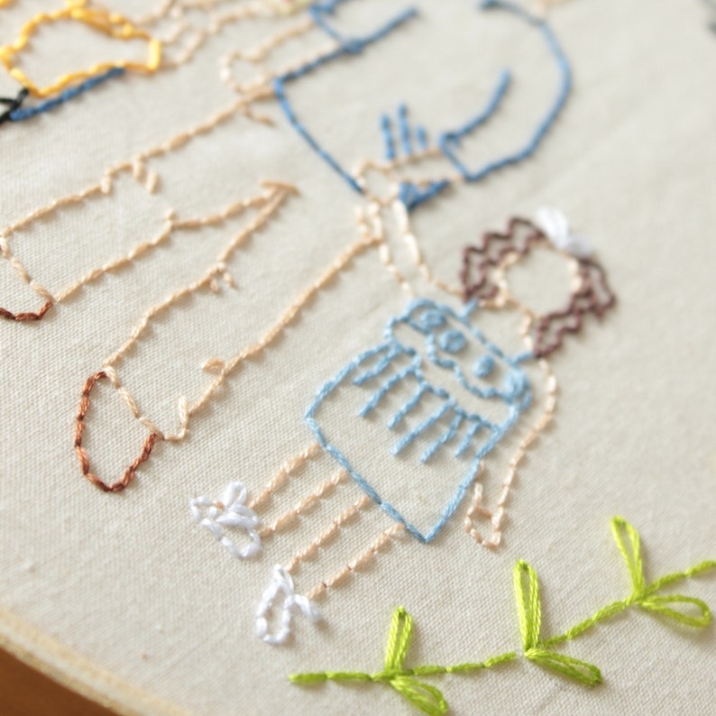 Custom embroidered family portrait faceless embroidery | Etsy