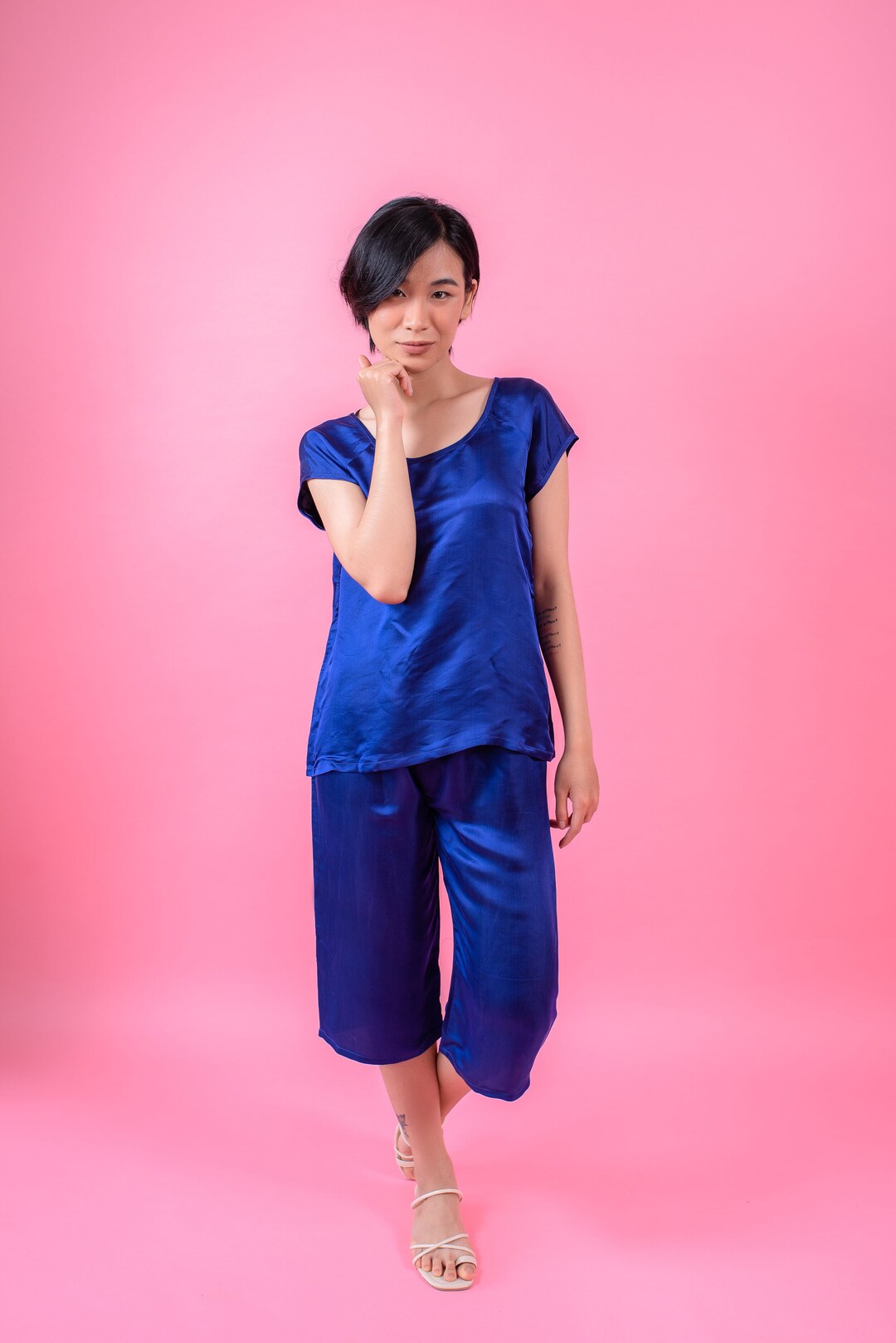 Blue Silk Pyjamas for Women, Pajamas for Women, Personalized Pajamas ...