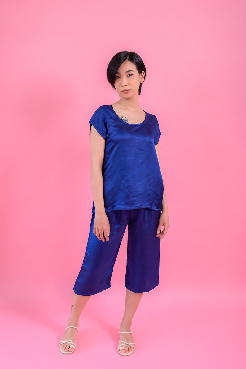 Blue Silk Pyjamas for Women Pajamas for Women Personalized - Etsy