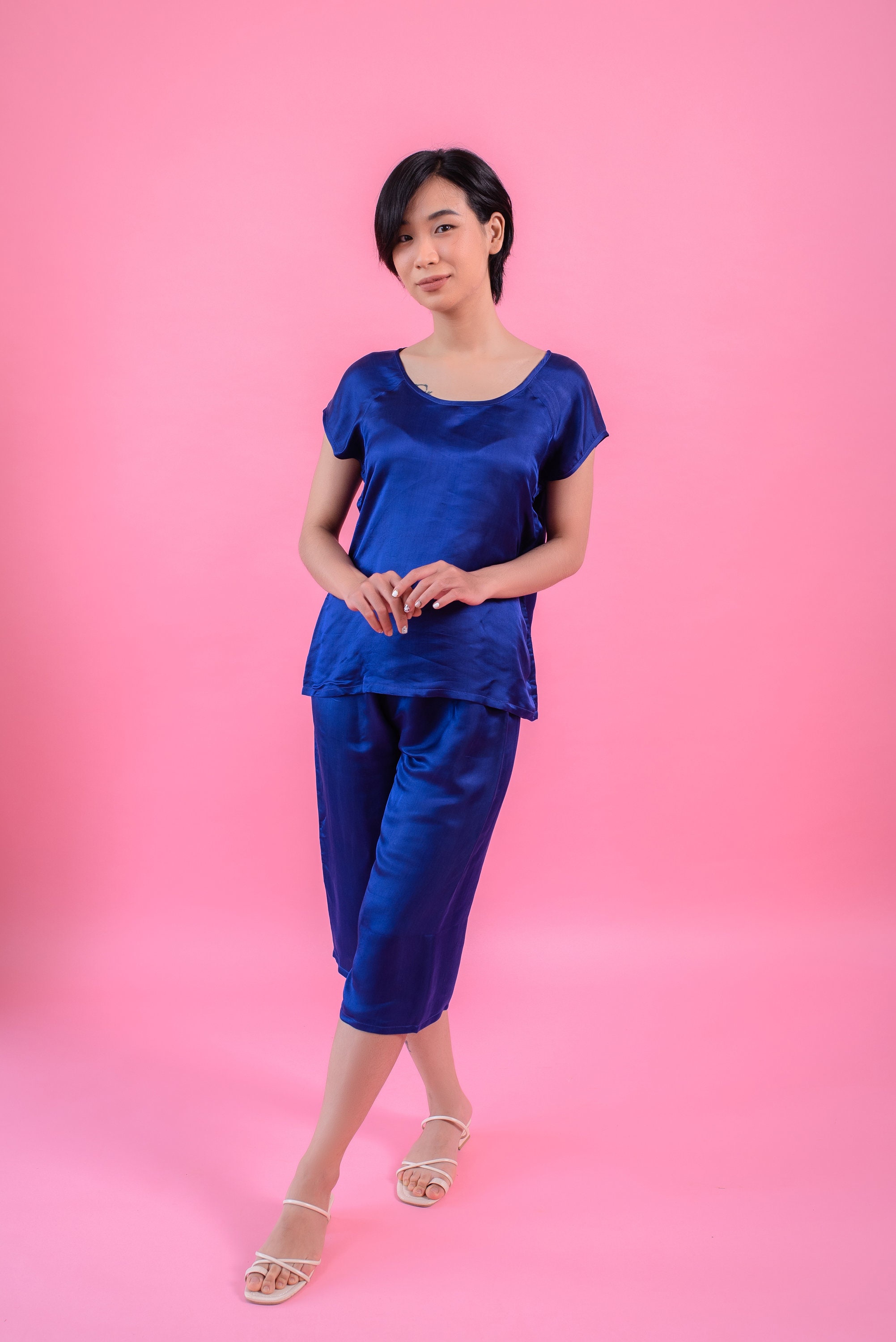 Blue Silk Pyjamas for Women Pajamas for Women Personalized - Etsy