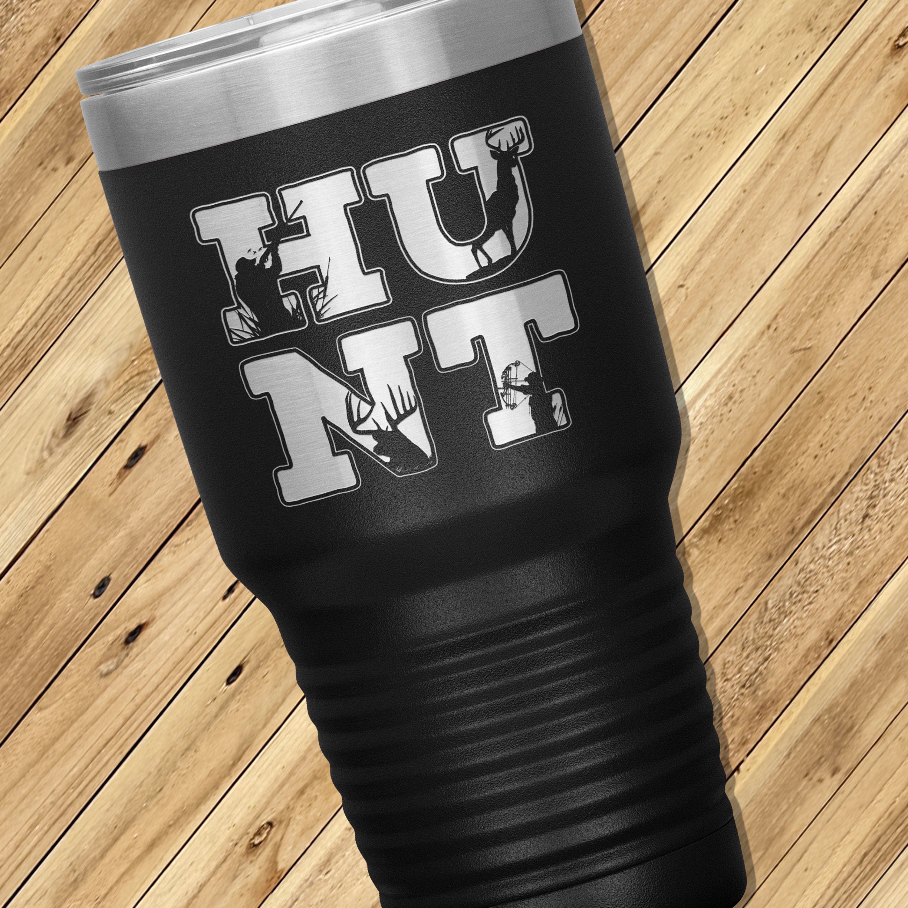 Hunt Engraved Tumbler . Stainless Steel Hunting Gift . Elk Hunting Gift ...