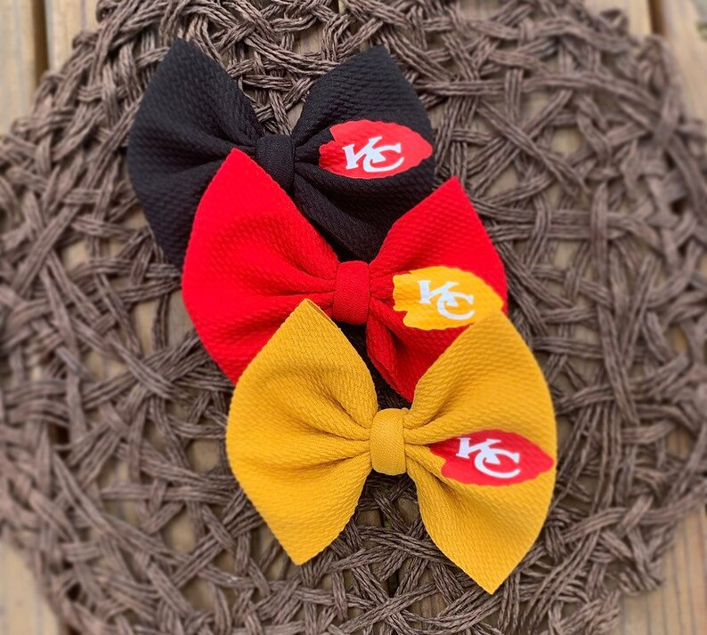 KC Chief Bows Kansas City Chiefs Clip or Nylon OR Custom - Etsy