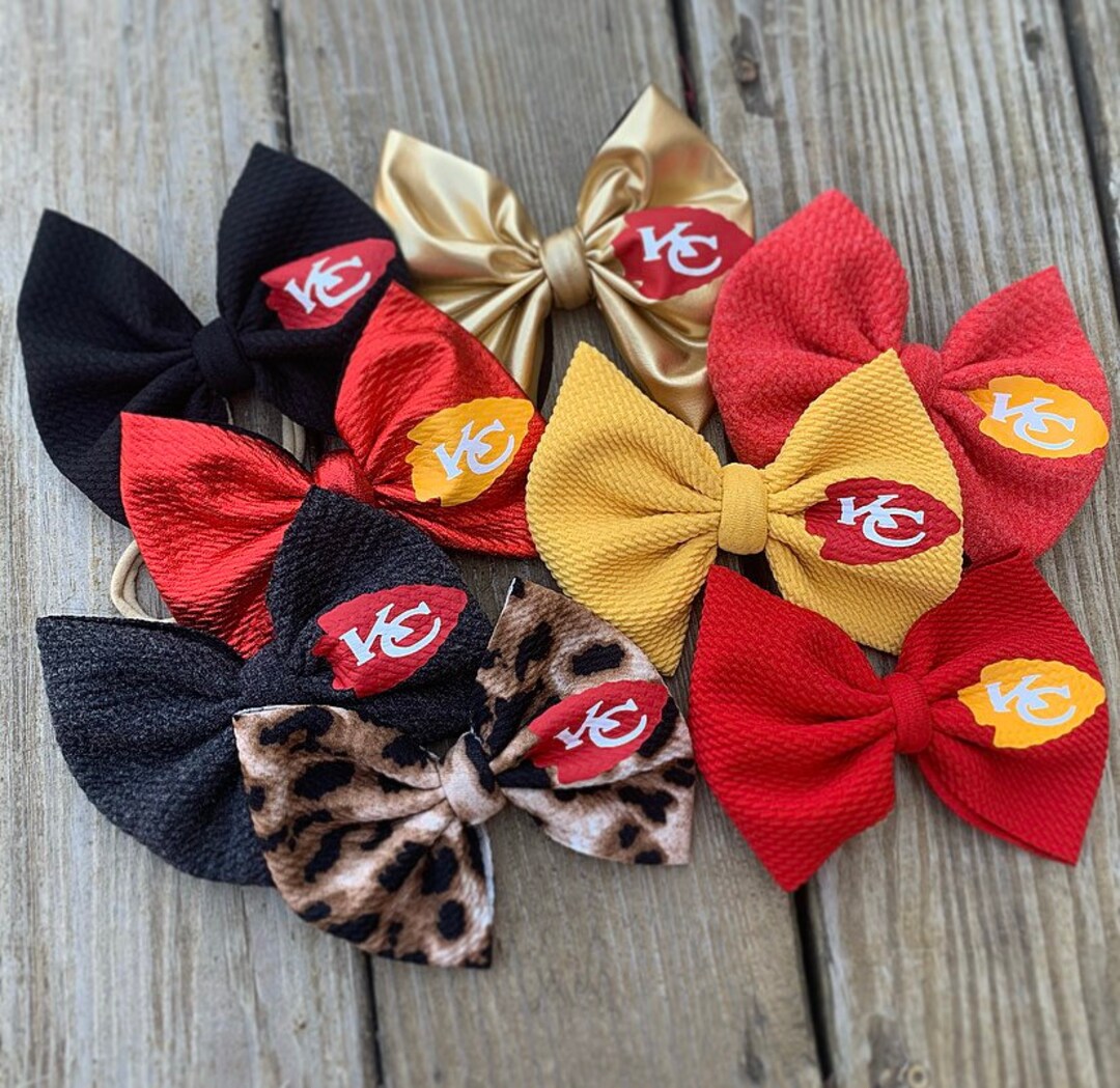 KC Chief Bows Kansas City Chiefs Clip or Nylon OR Custom NFL Team Bow ...