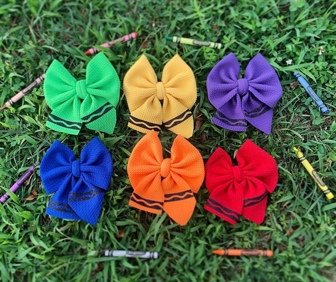 Crayon Bow Back to School Bow First Day of School Bow Crayon Pigtail ...