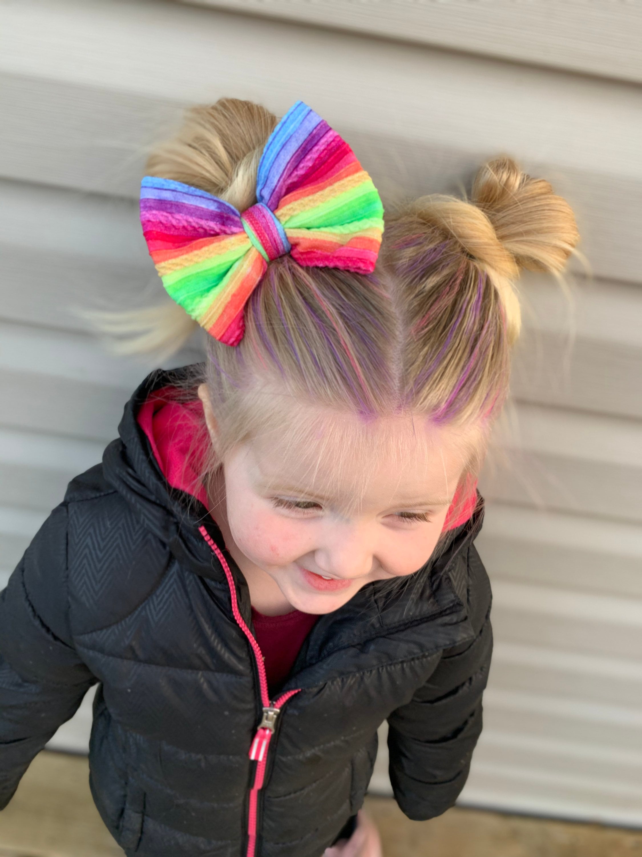 Braided Knit Printed Bows Rainbow 4 Bows Textured Bows | Etsy