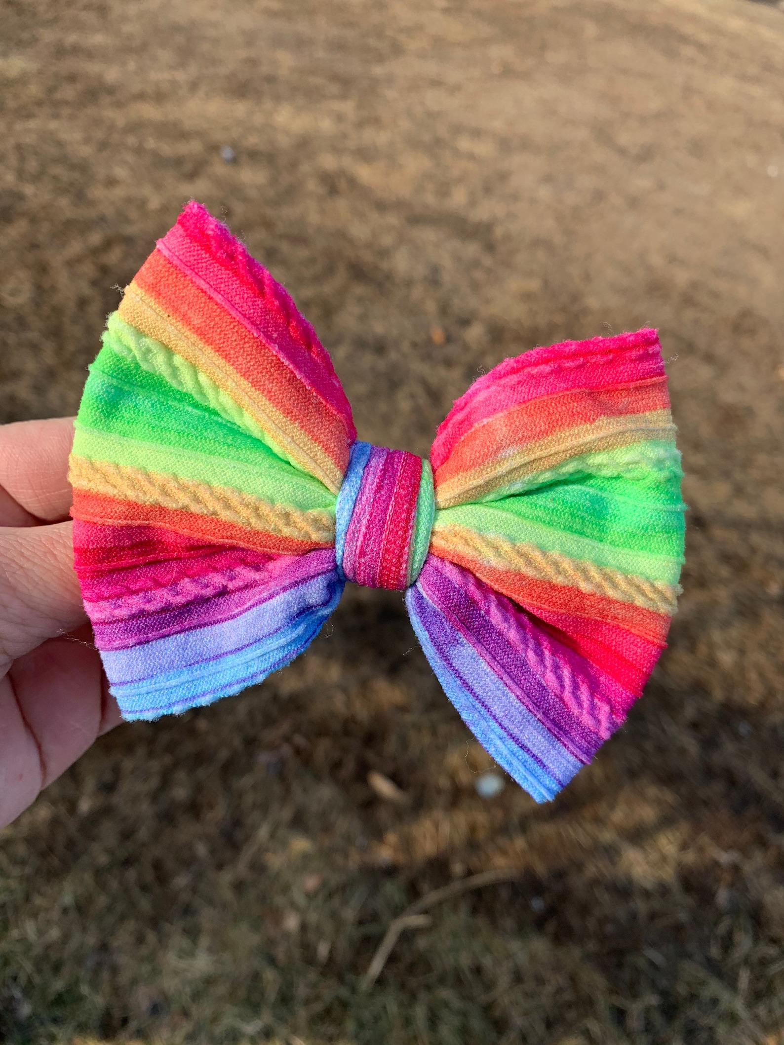 Braided Knit Printed Bows Rainbow 4 Bows Textured Bows | Etsy