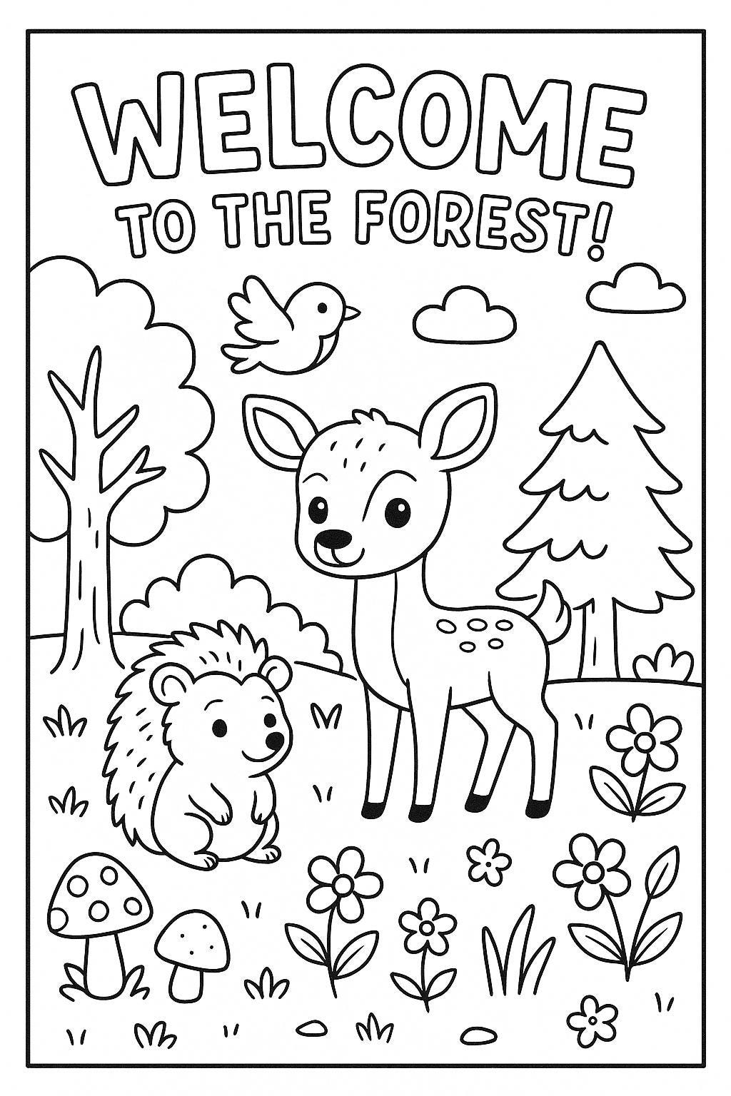 Woodland Cute Animals Coloring Book - Etsy