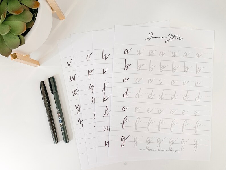 Hand Lettering Practice- Modern Calligraphy Worksheets- Brush Lettering ...