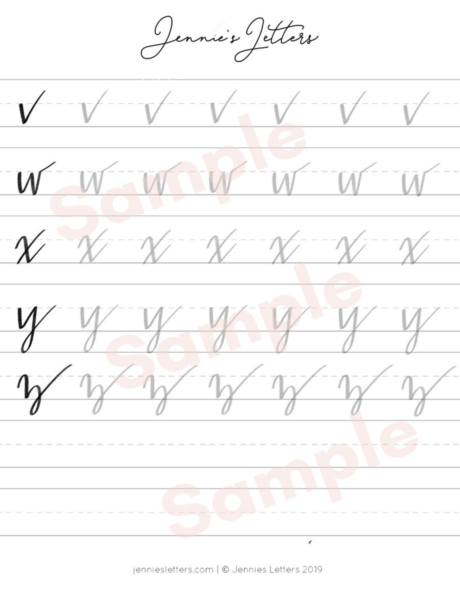 Flick Style Calligraphy Practice – Lowercase Alphabet Worksheets ...