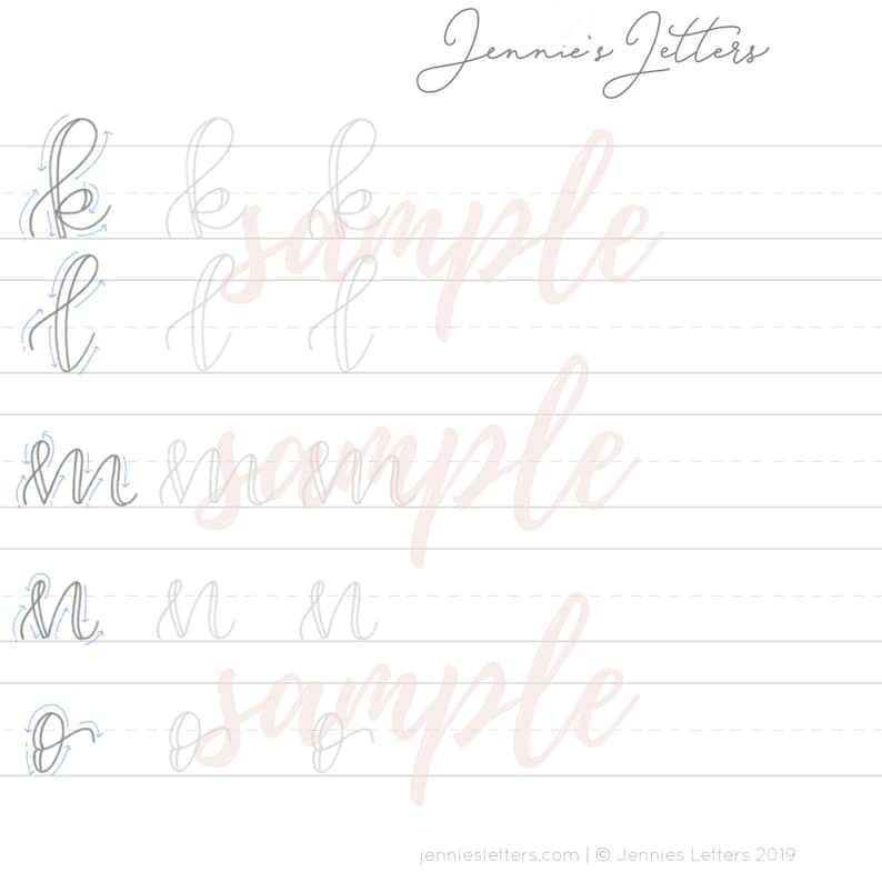 Faux Calligraphy Hand Lettering Practice Worksheets Lowercase | Etsy