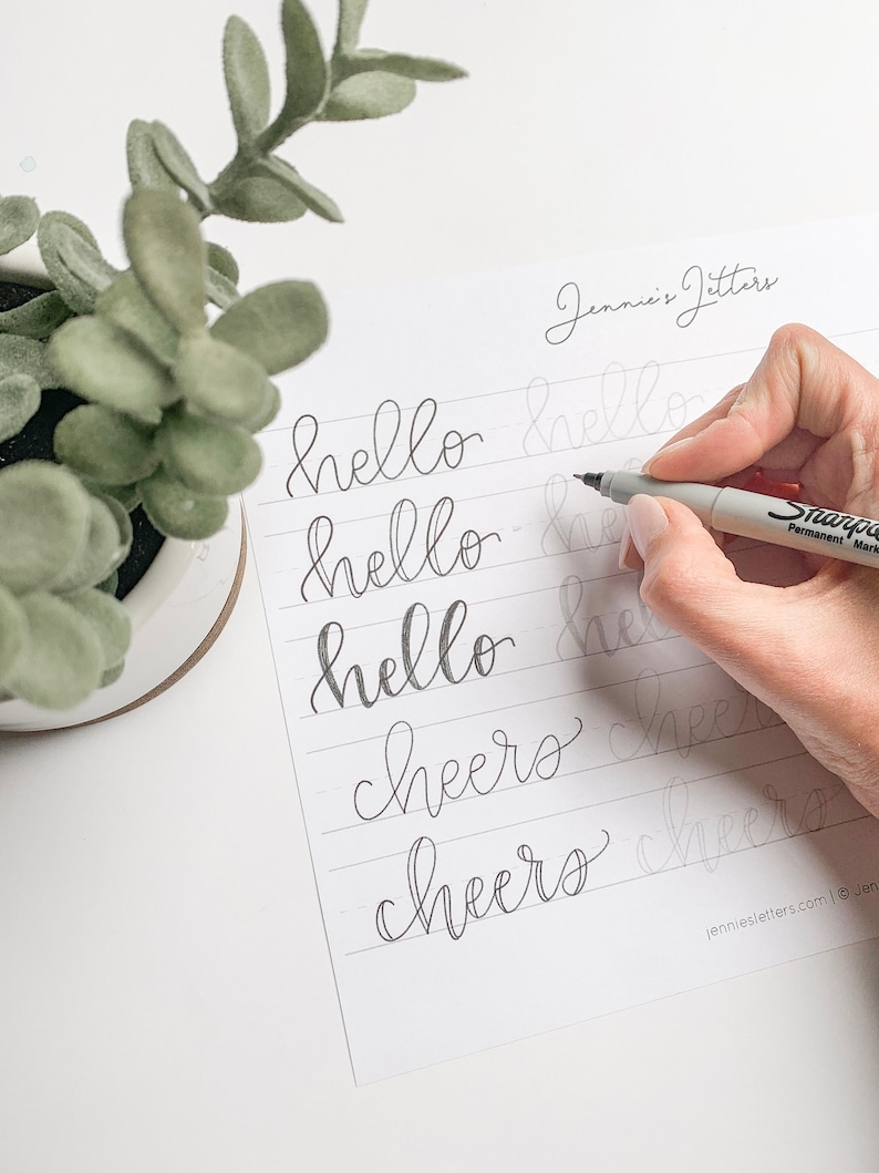 Faux Calligraphy Hand Lettering Practice Worksheets Lowercase - Etsy