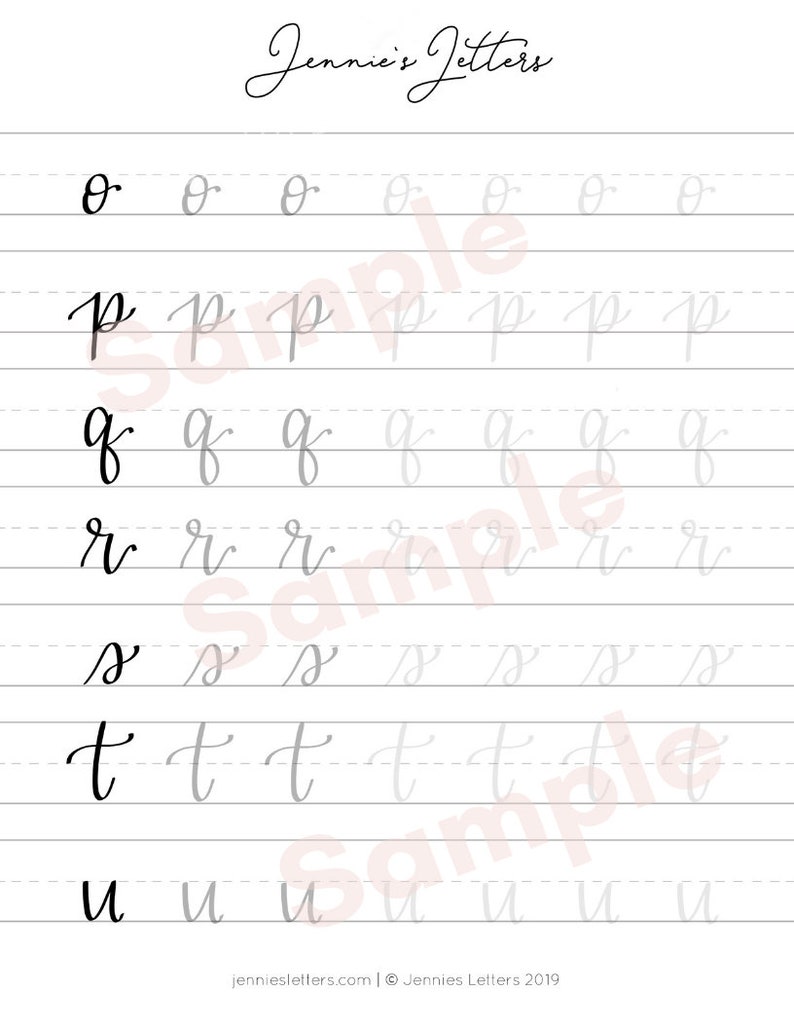 Hand Lettering and Modern Calligraphy Practice Worksheets Brush Script ...