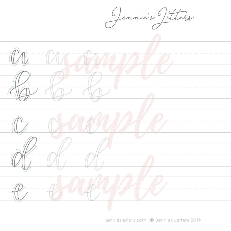 Faux Calligraphy Hand Lettering Practice Worksheets Lowercase - Etsy