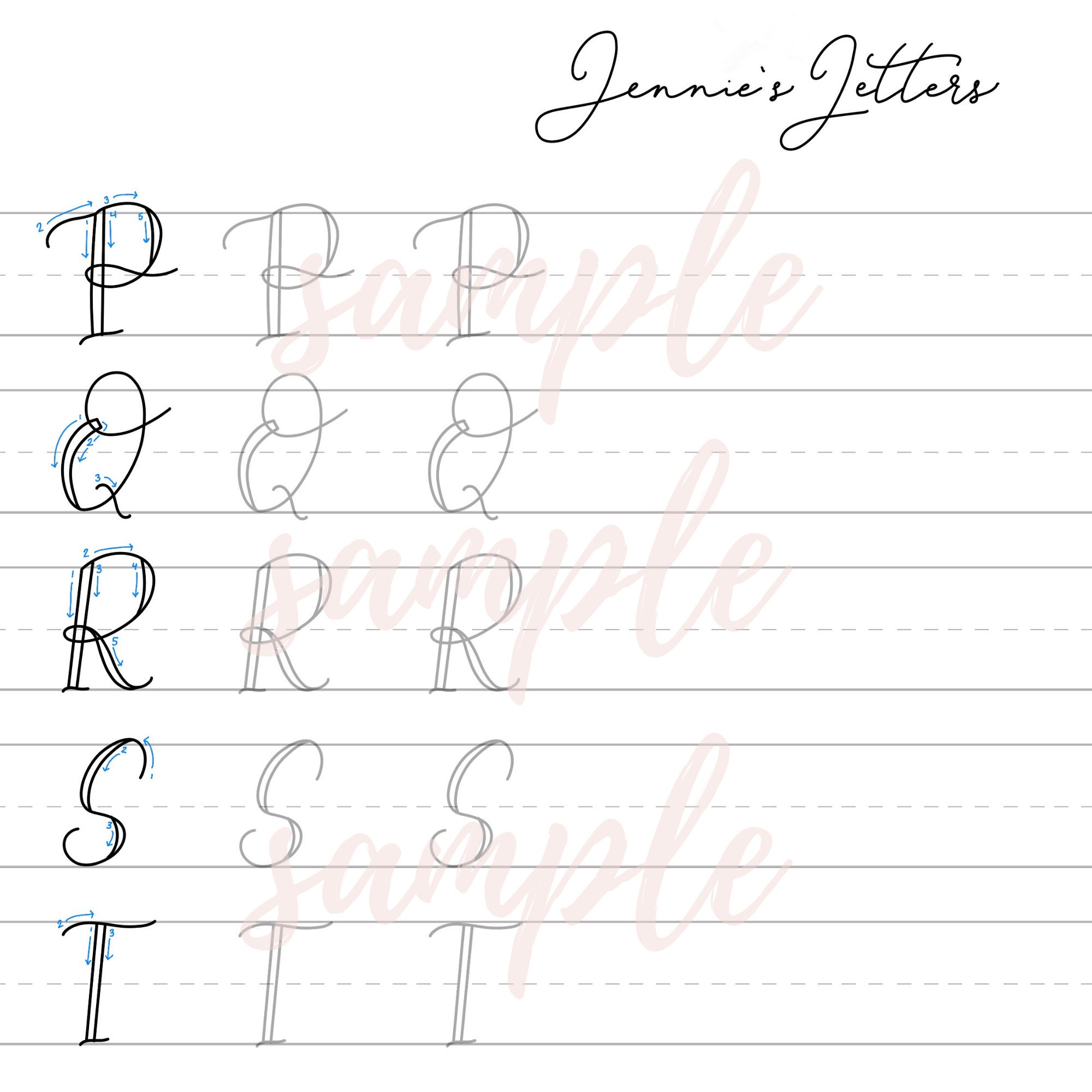 Faux Calligraphy Hand Lettering Practice Worksheets Uppercase - Etsy México