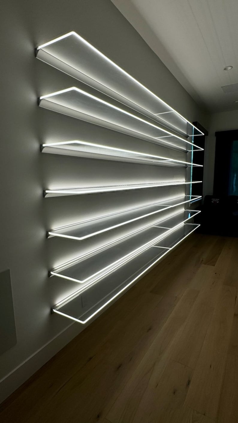 Edge Lit Acrylic Shelving and Display - LED Frosted Edge Custom Sizes ...