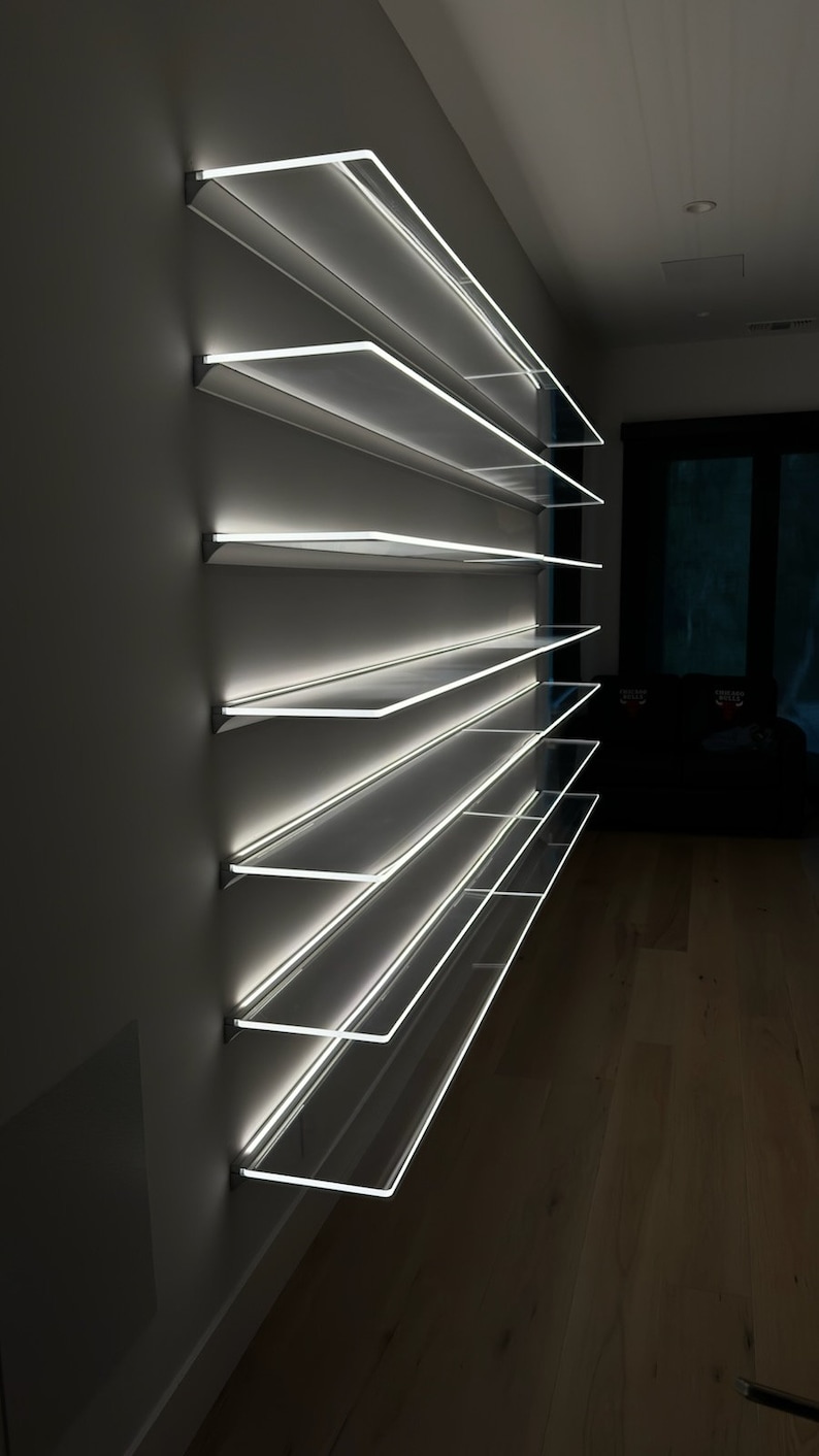 Edge Lit Acrylic Shelving and Display - LED Frosted Edge Custom Sizes ...