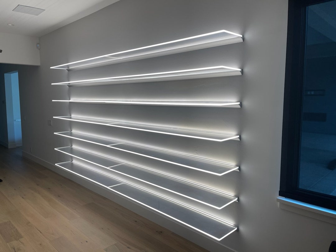 Edge Lit Acrylic Shelving and Display - LED Frosted Edge Custom Sizes ...