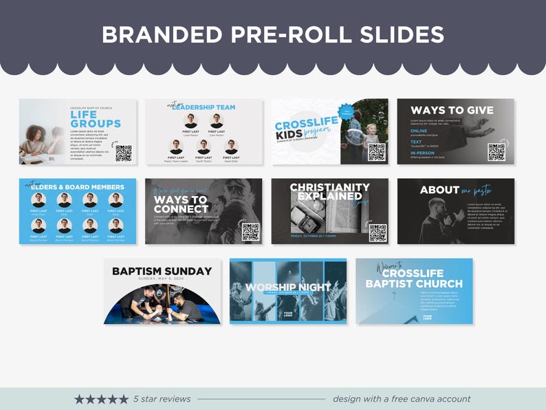 Church Announcement Slides & Templates Bundle | Pre-service Christian ...