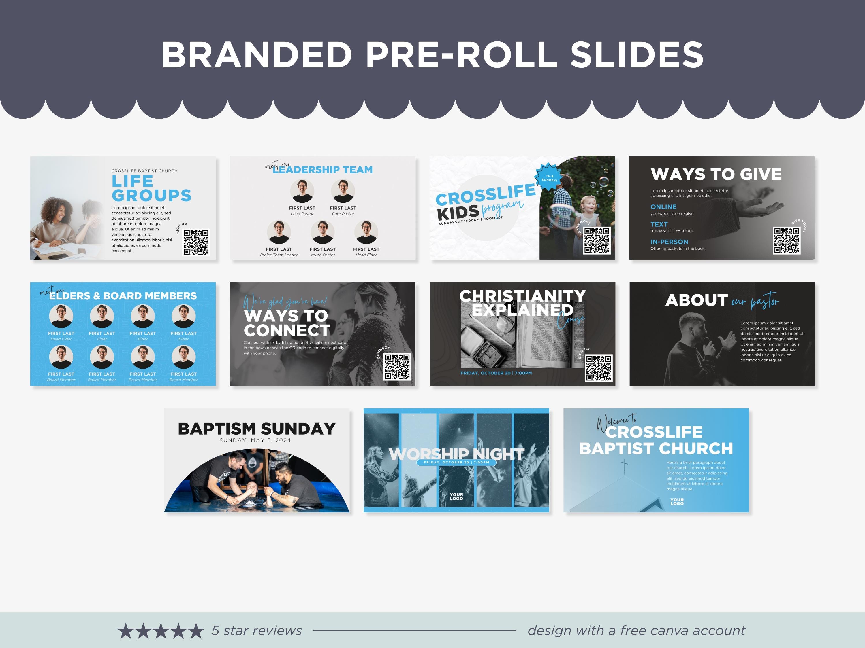 Church Announcement Slides & Templates Bundle | Pre-service Christian ...