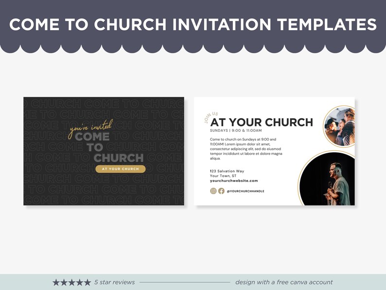 Editable Church Invitation Postcard Template: Canva Flyer Design - Etsy