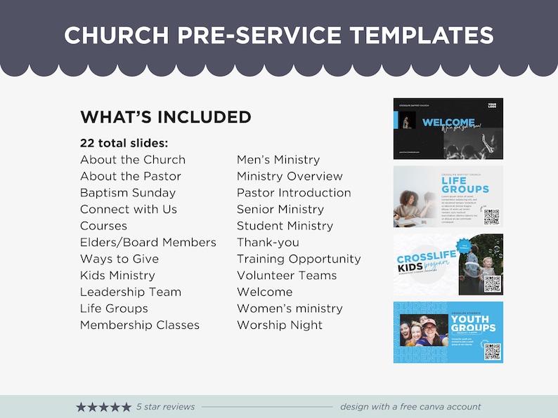 Church Announcement Slides: Editable Canva Templates (digital Download ...