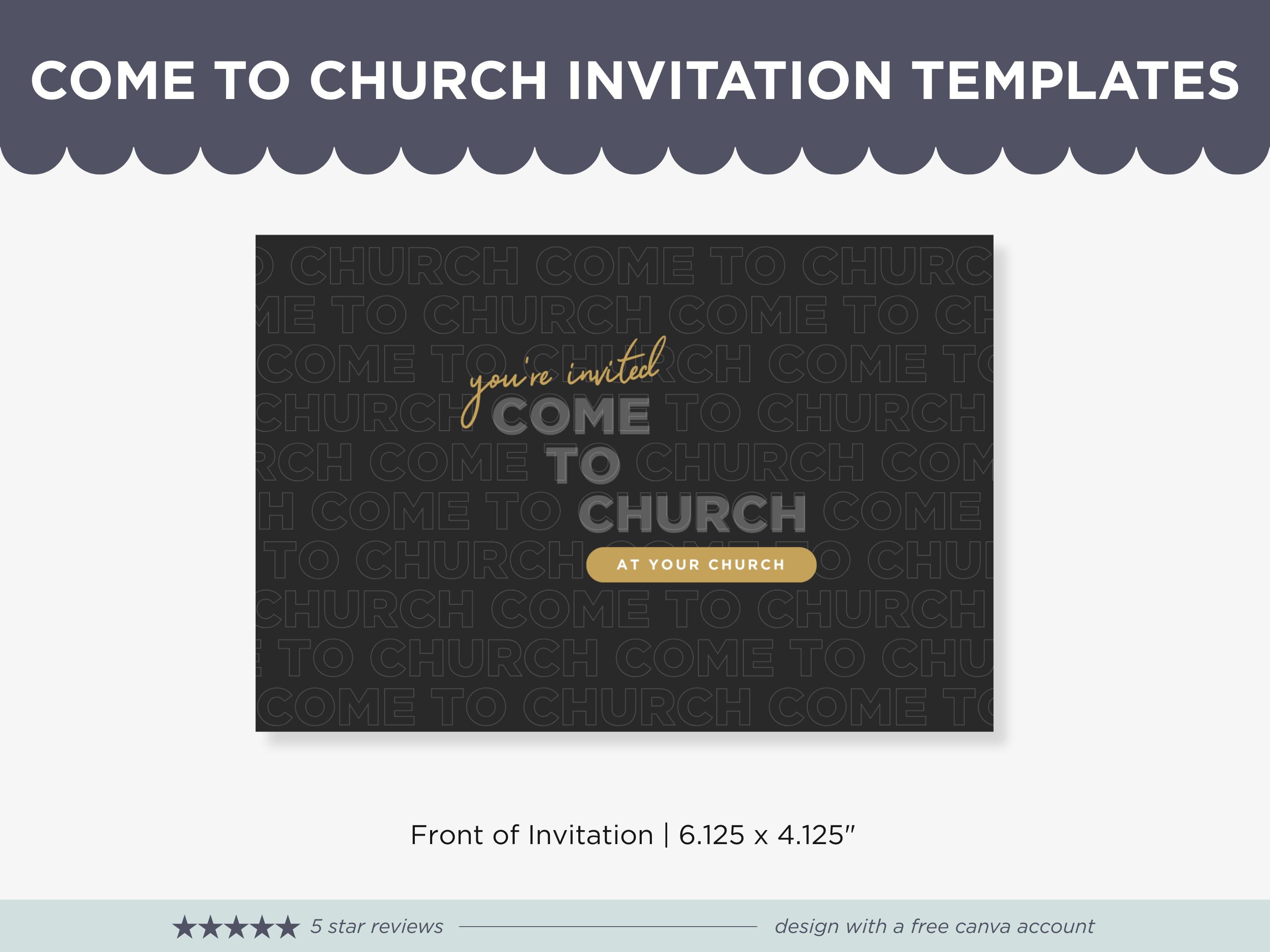 Editable Church Invitation Postcard Template: Canva Flyer Design - Etsy