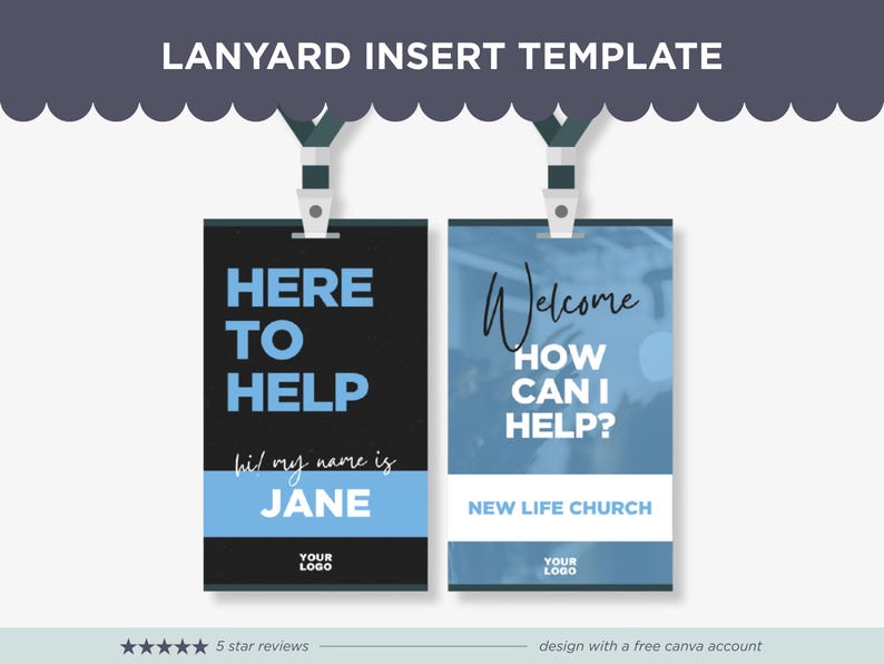 Church Lanyard Badge Template: Staff & Volunteer ID (canva) - Etsy