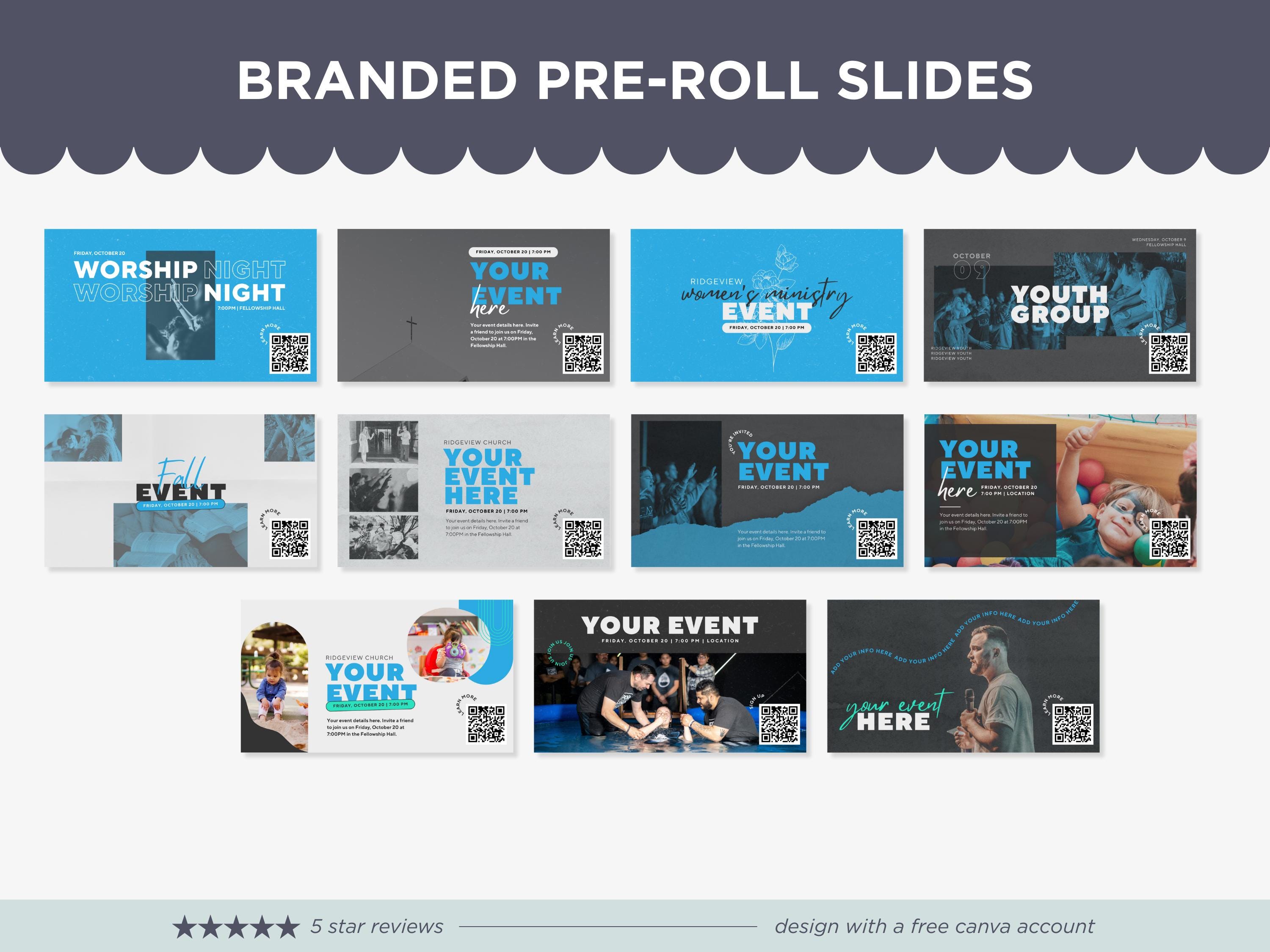 Church Announcement Slides & Templates Bundle | Pre-service Christian ...