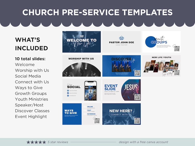 Church Preservice Slides: Welcome & Announcement Canva Templates - Etsy
