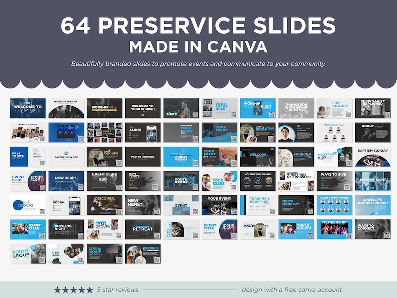 Church Announcement Slides & Templates Bundle | Pre-service Christian ...