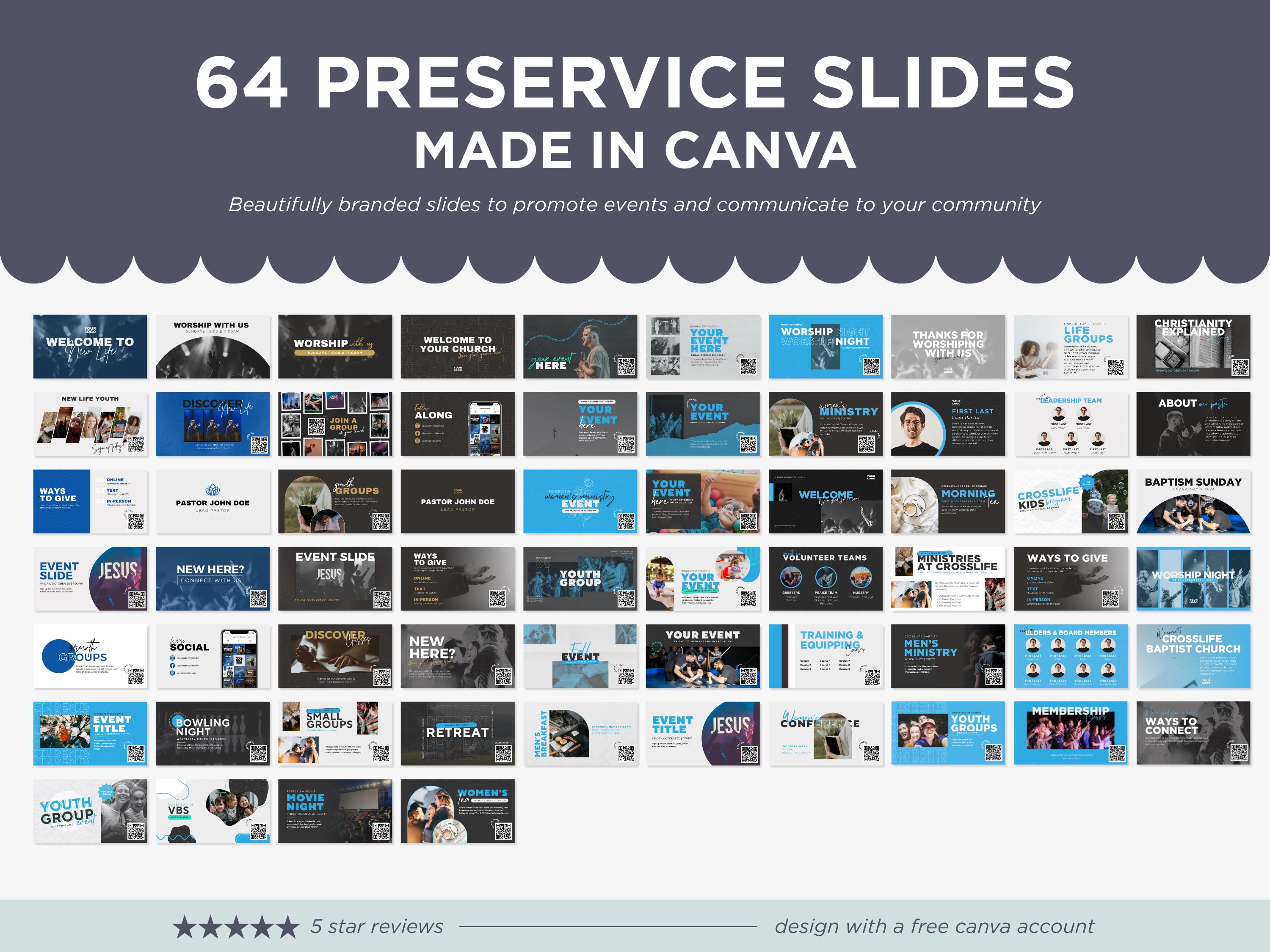 Church Announcement Slides & Templates Bundle | Pre-service Christian ...