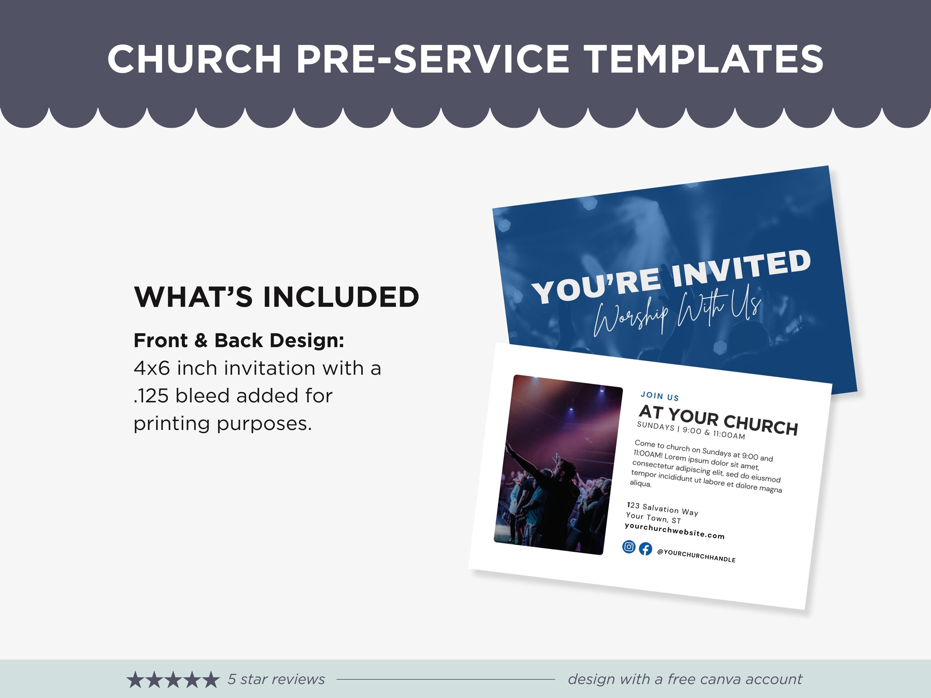 Editable Church Invitation Flyer Template | Canva Church Event Postcard ...