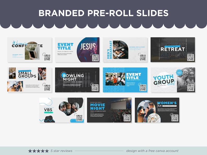 Church Announcement Slides & Templates Bundle | Pre-service Christian ...