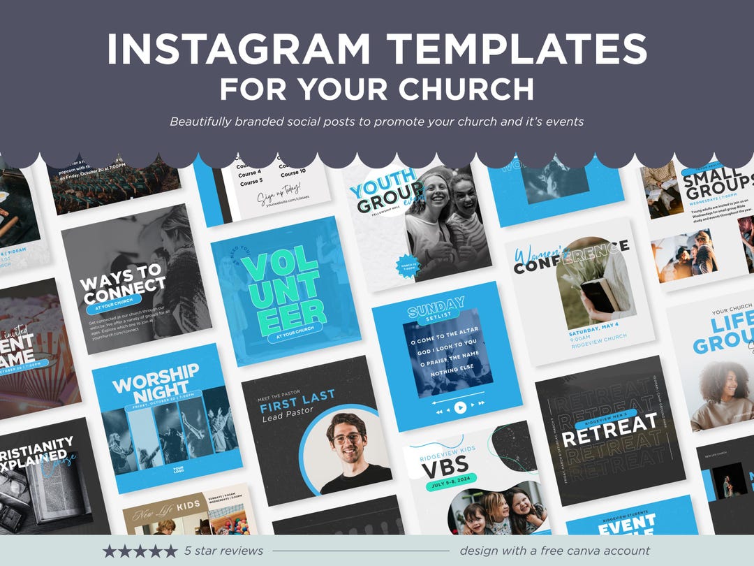 Church Instagram Templates: Social Media Posts, Sermon & Event Graphics ...