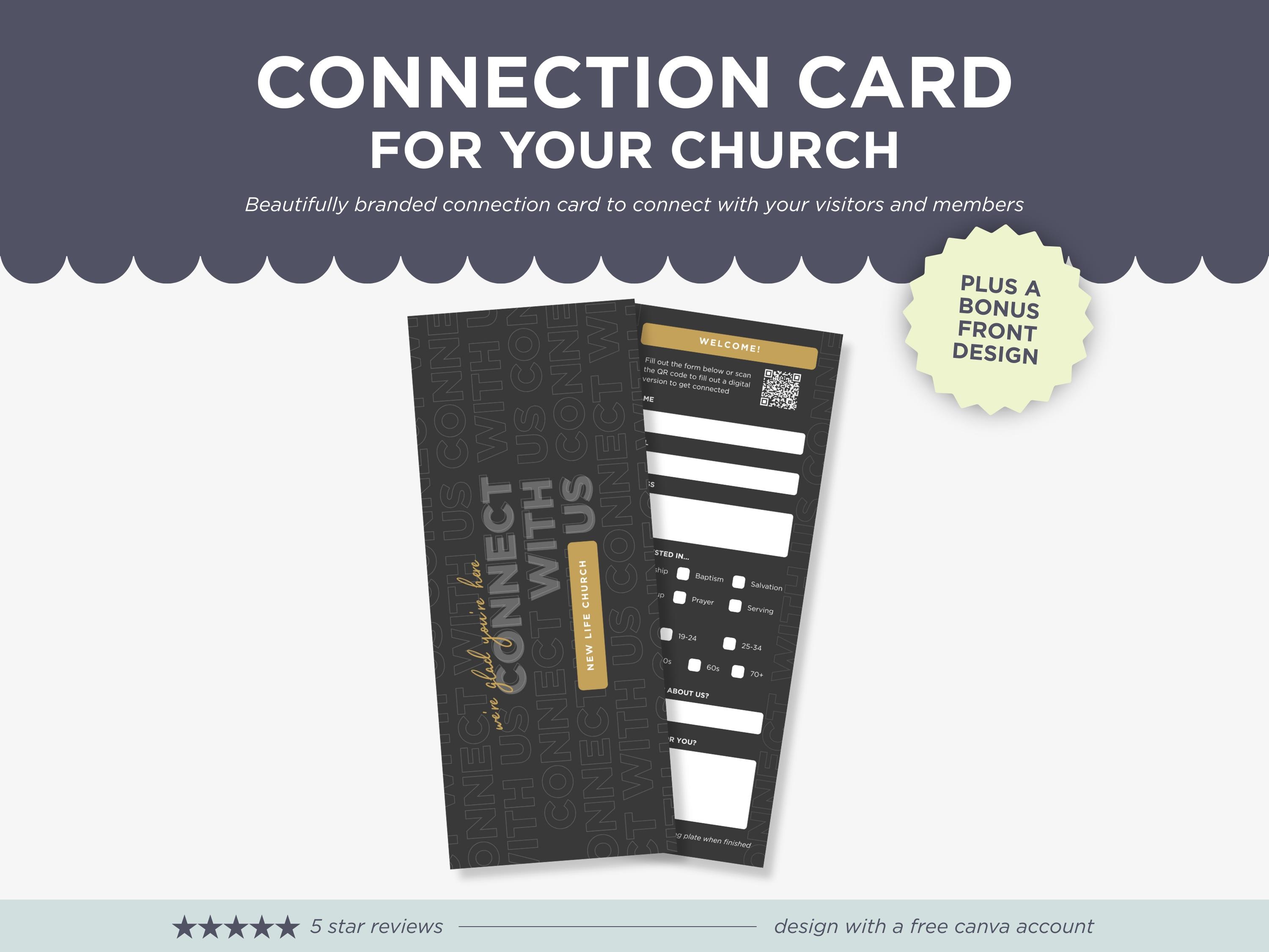 Editable Church Connect Card Template | Modern Church Welcome & Info ...