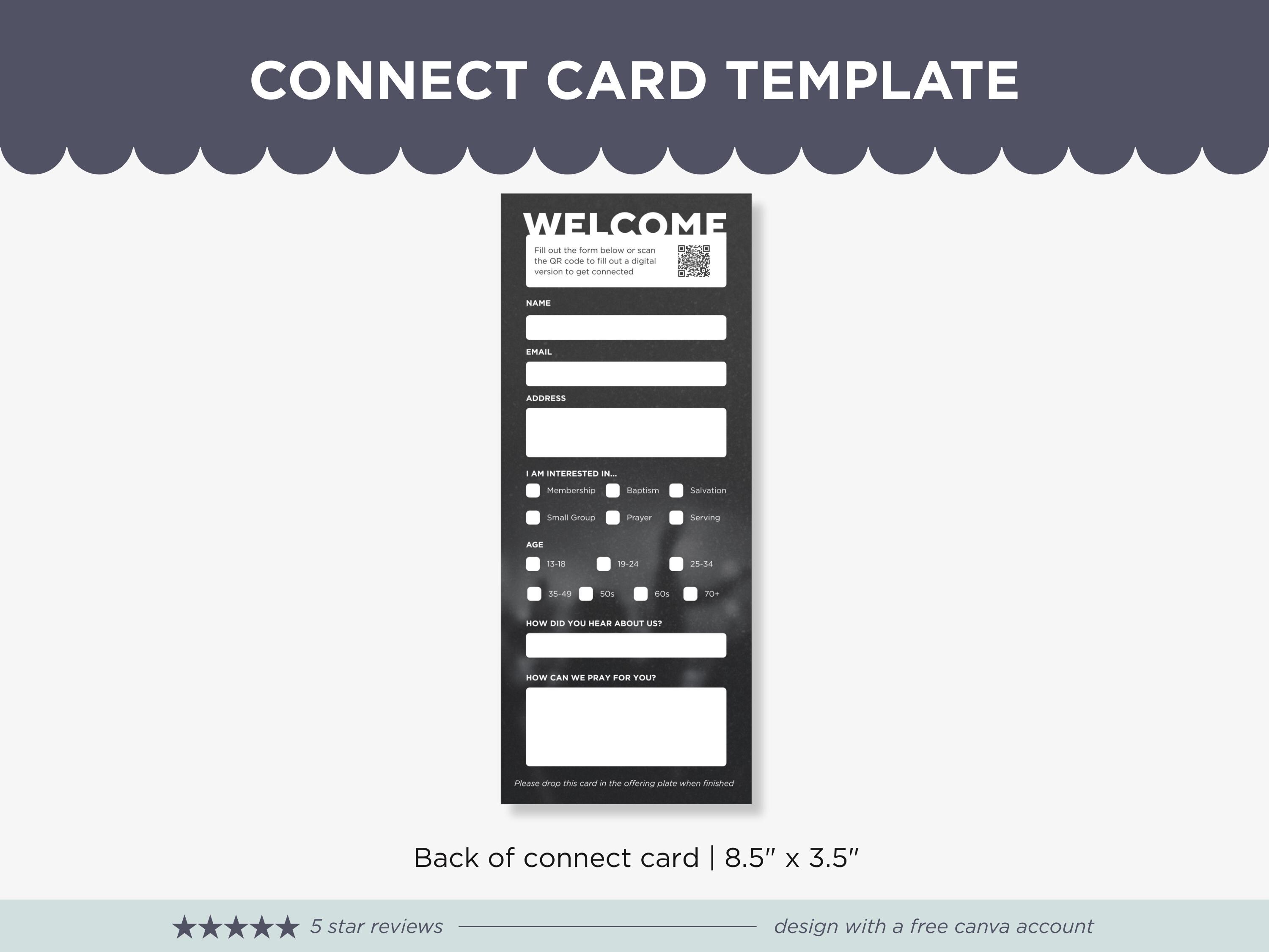 Editable Church Connect Card Template With QR Code (digital Download ...