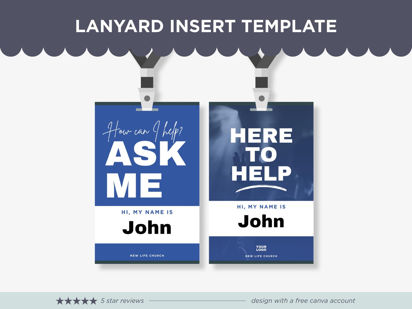 Church Lanyard Badge Template: Customizable Staff & Volunteer ID (canva ...